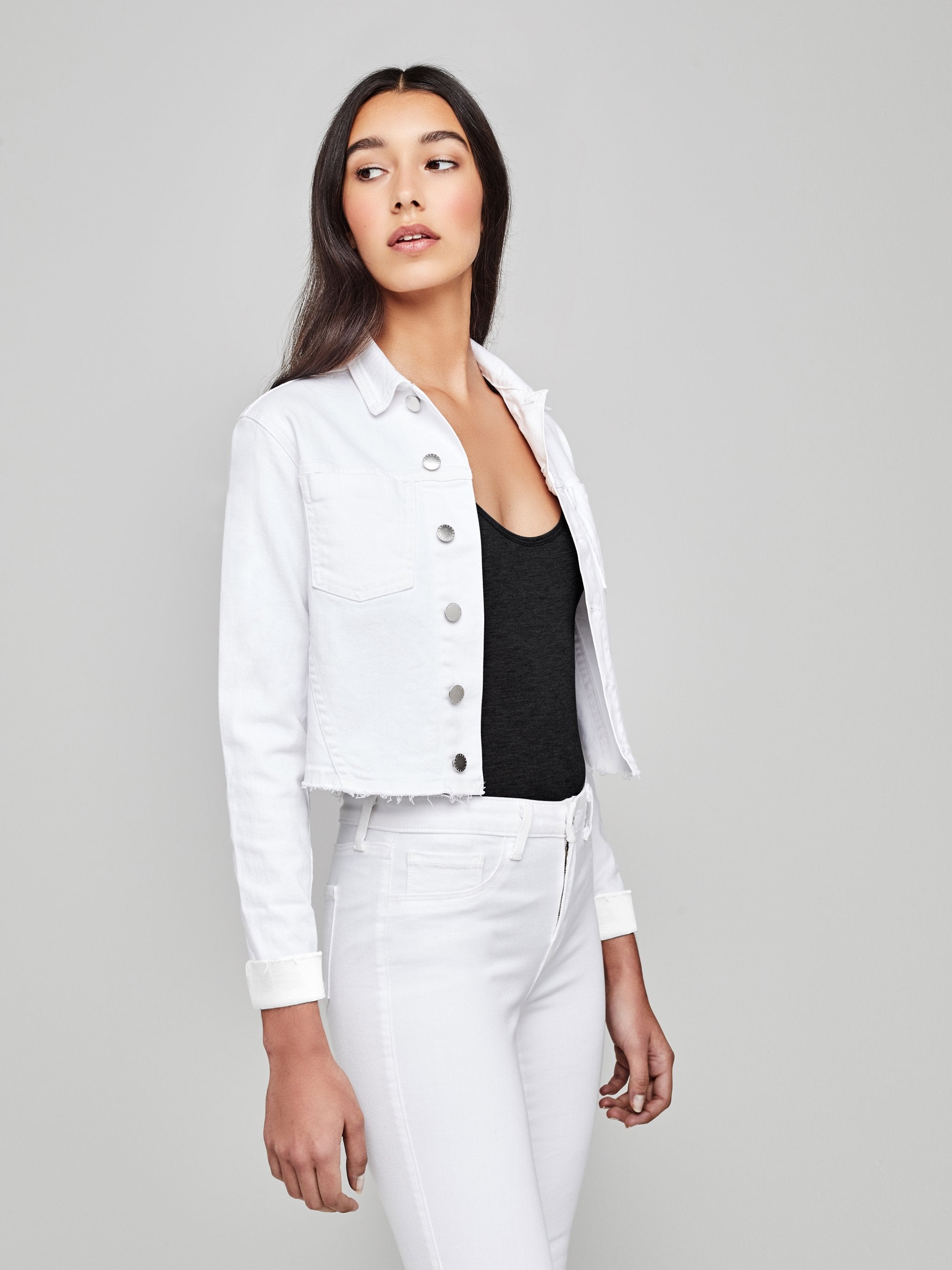 Janelle Denim Jacket - Blanc – Chel Bella